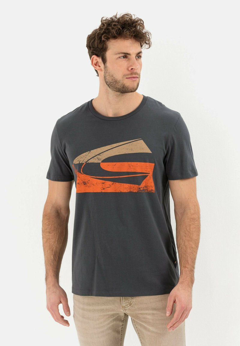 camel active KURZARM - Print T-shirt - shadow grey/dark grey - Zalando