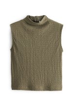 Next HIGH NECK TEXTURE SLEEVELESS TOP - Blůza - khaki green/zelená ...