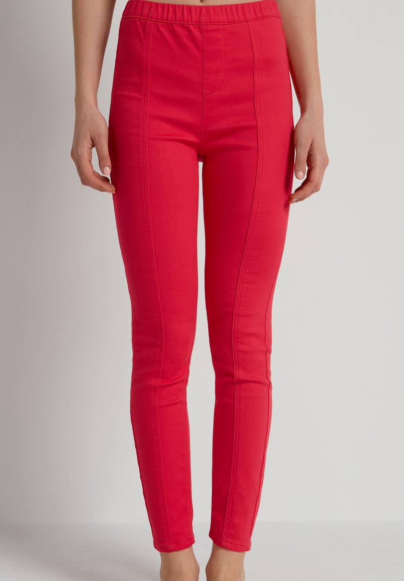 Tezenis HIGH-WAIST - Jeggings - rot 333v strawberry red/mottled light ...