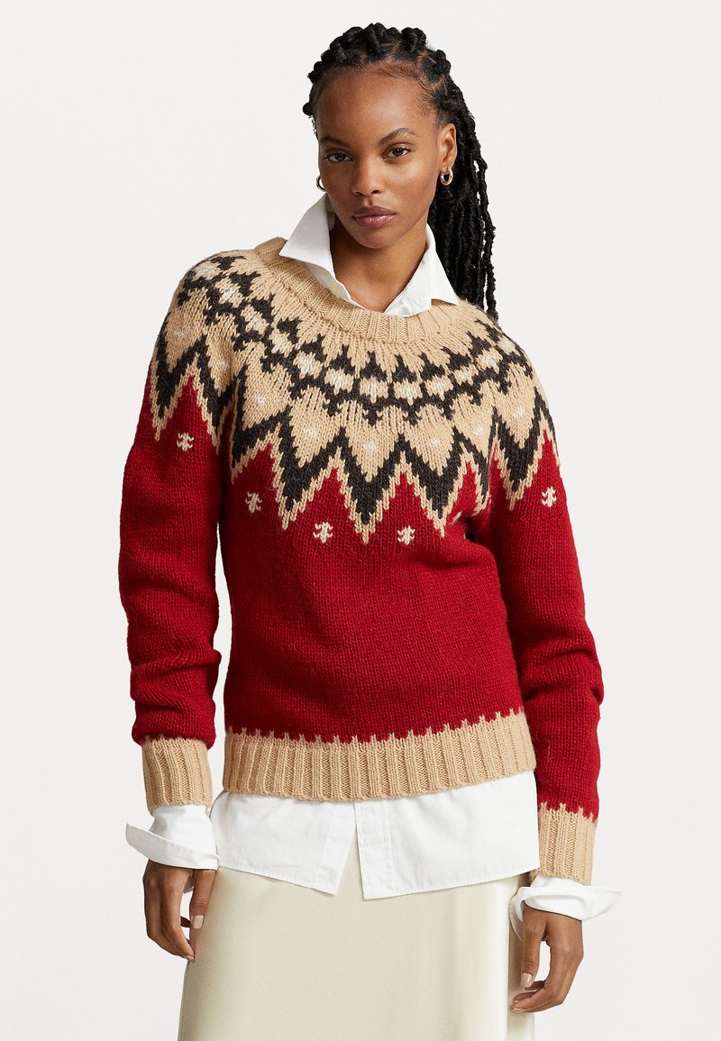 Polo Ralph Lauren LONG SLEEVE - Jersey de punto - red multi/rojo ...