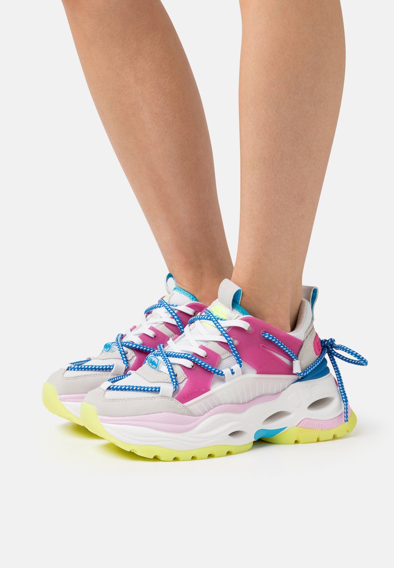 Buffalo TRIPLET LACE - Baskets basses - light grey/neon multi-coloured ...