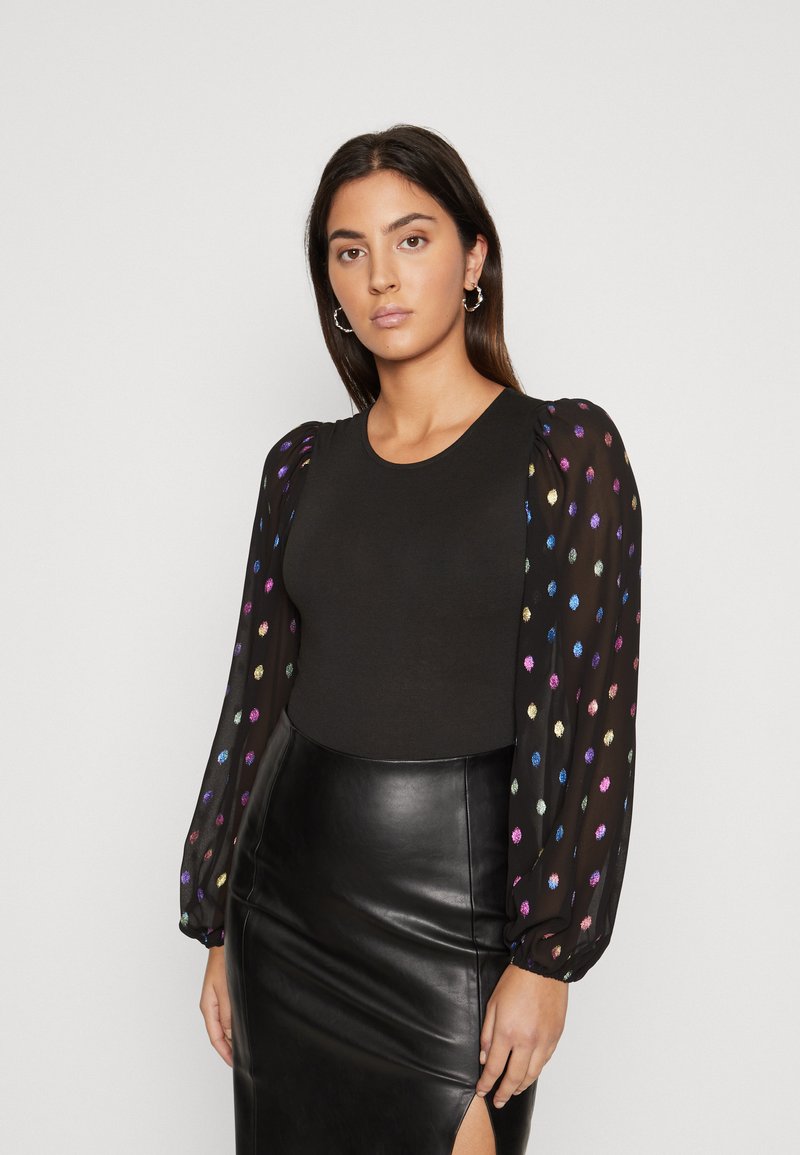 VILA VIELLA BODYSTOCKING - Long sleeved top - black/multi/black ...