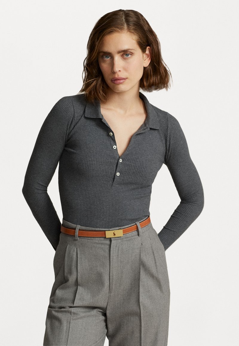Polo Ralph Lauren LONG SLEEVE - Poloshirt - stadium heather grey/grau ...