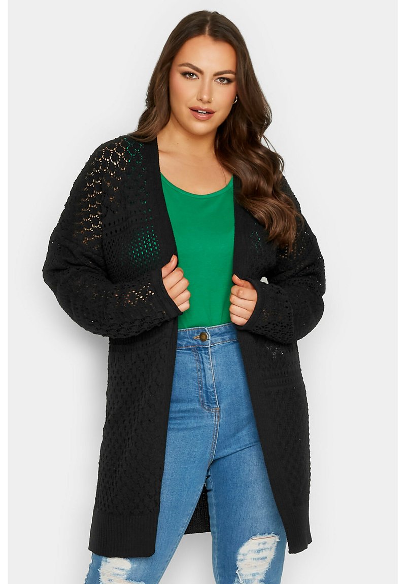 Yours Clothing POINTELLE LONGLINE - Cardigan - black/nero - Zalando.it