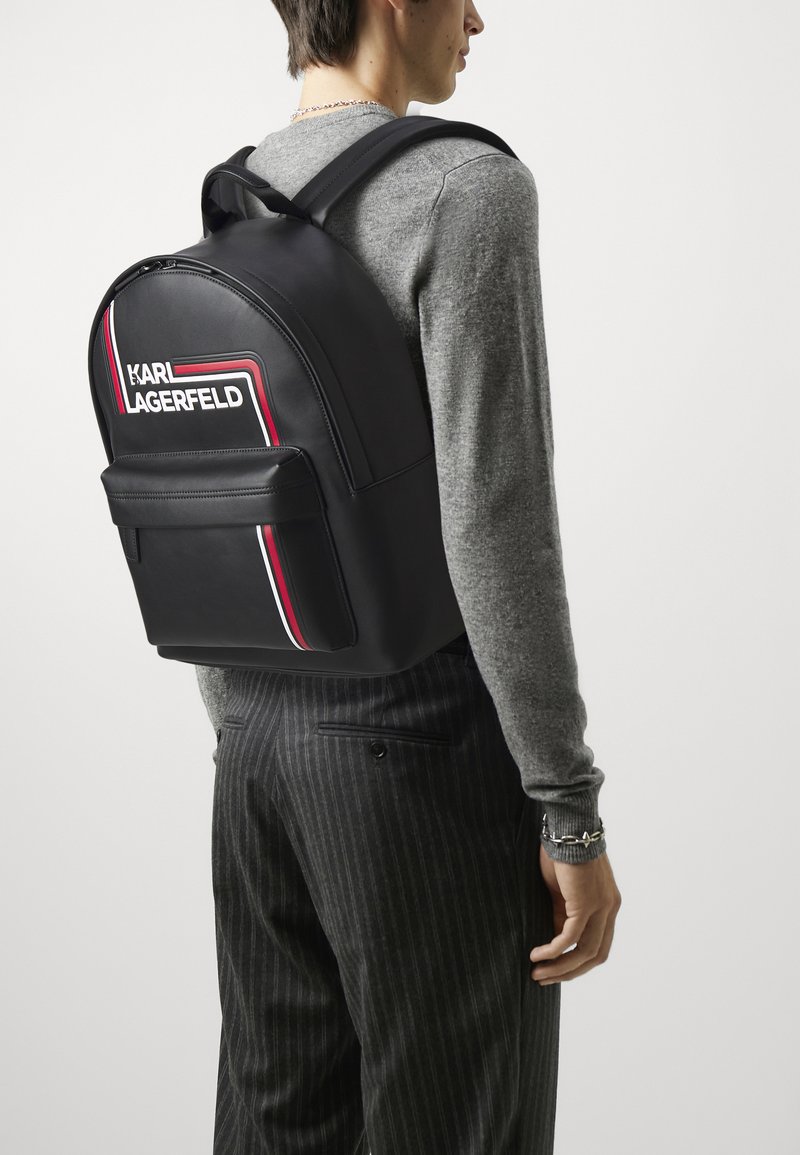 KARL LAGERFELD ESSENTIAL STRIPE BACKPACK - Rugzak - black/zwart ...