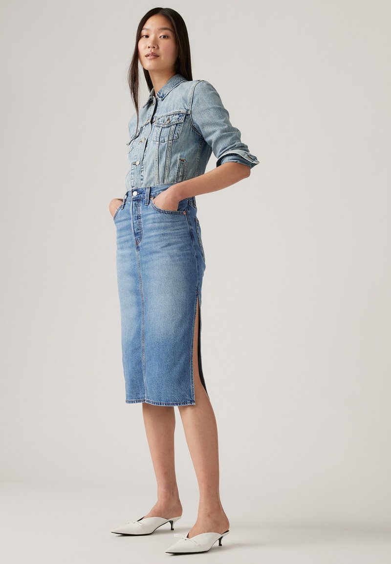 Levis® Side Slit Skirt Jeansrok Light Blue Denim Lichtblauw