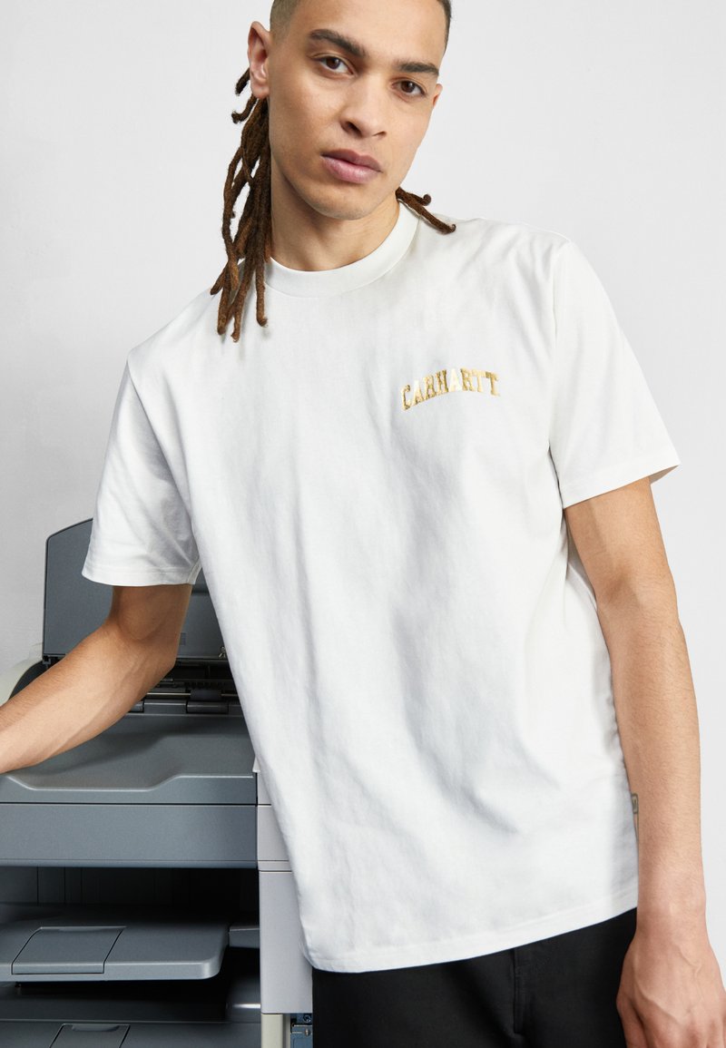Carhartt WIP UNIVERSITY SCRIPT - T-shirts print - white/gold/hvid ...