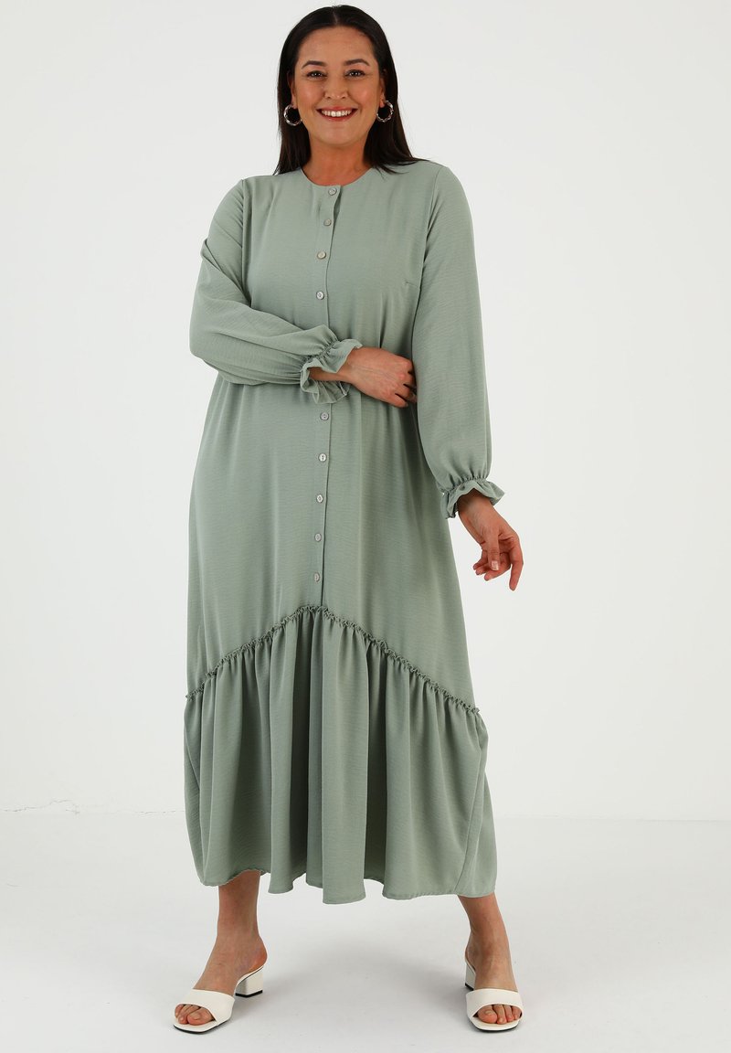 Modanisa CREW NECK PLUS SIZE ALIA - Maxi-jurk - light green/lichtgroen ...