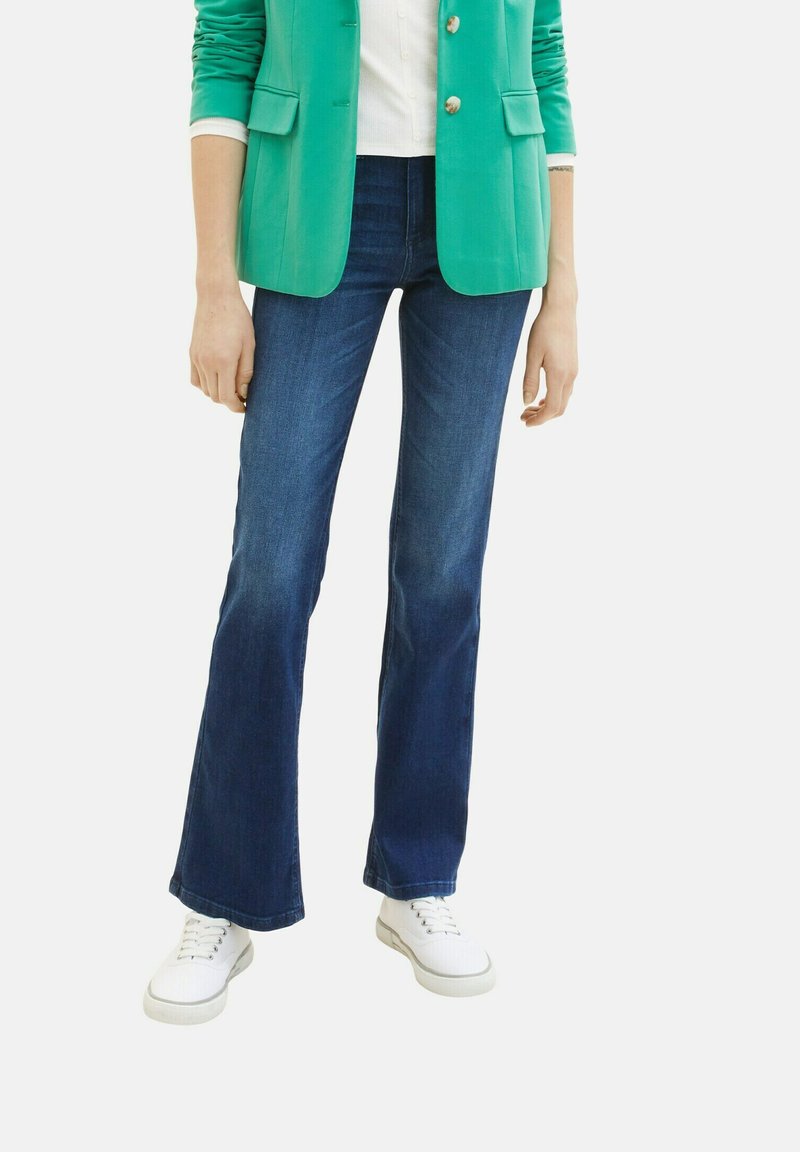 TOM TAILOR KATE NARROW BOOTCUT - Jean bootcut - dark stone wash denim/denim bleu foncé - ZALANDO.FR