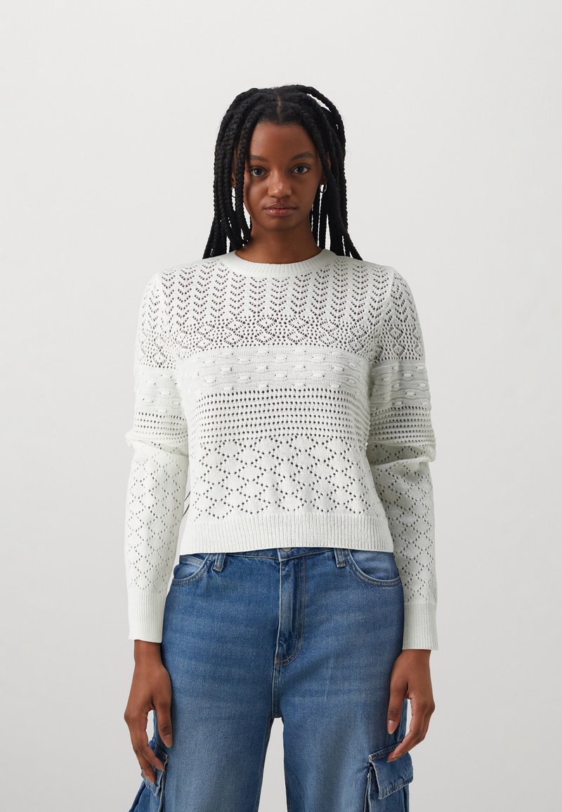 Pieces PCALMA O NECK - Pullover - cloud dancer/blanc - ZALANDO.FR