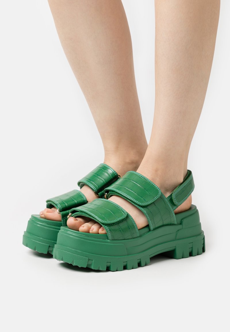 Buffalo ASPHA SND - Platform sandals - croco green/green - Zalando.ie