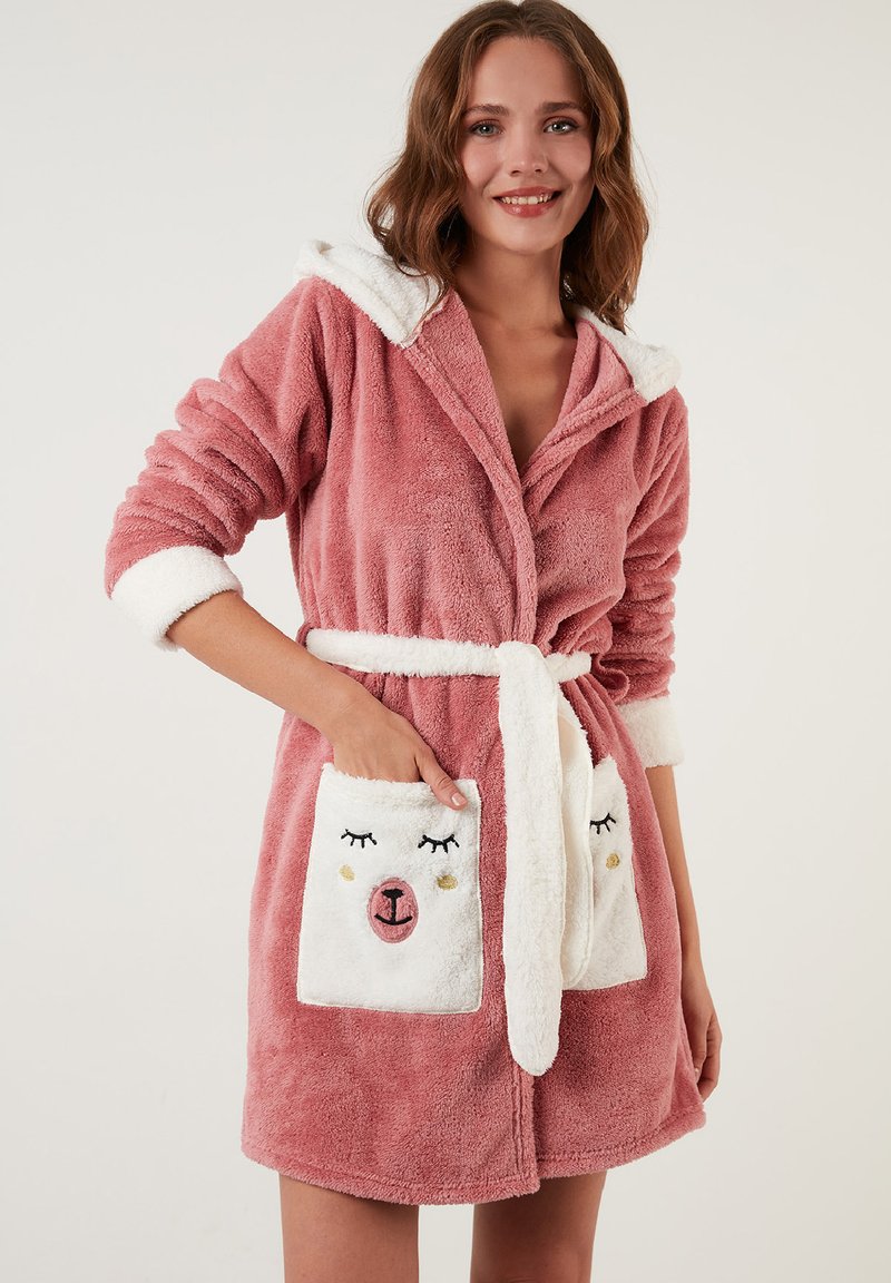 LELA REGULAR FIT - Dressing gown - powder pink/pink - Zalando.ie