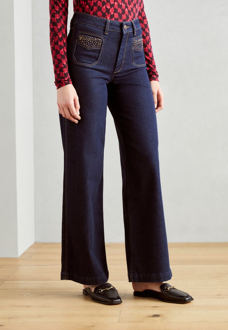 Mos Mosh AXELIA - Wide leg - dark blue/mørkeblå denim - Zalando.no