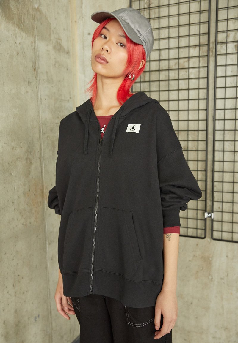 Jordan FLIGHT HOODIE - Sweater met rits - black/zwart - Zalando.be