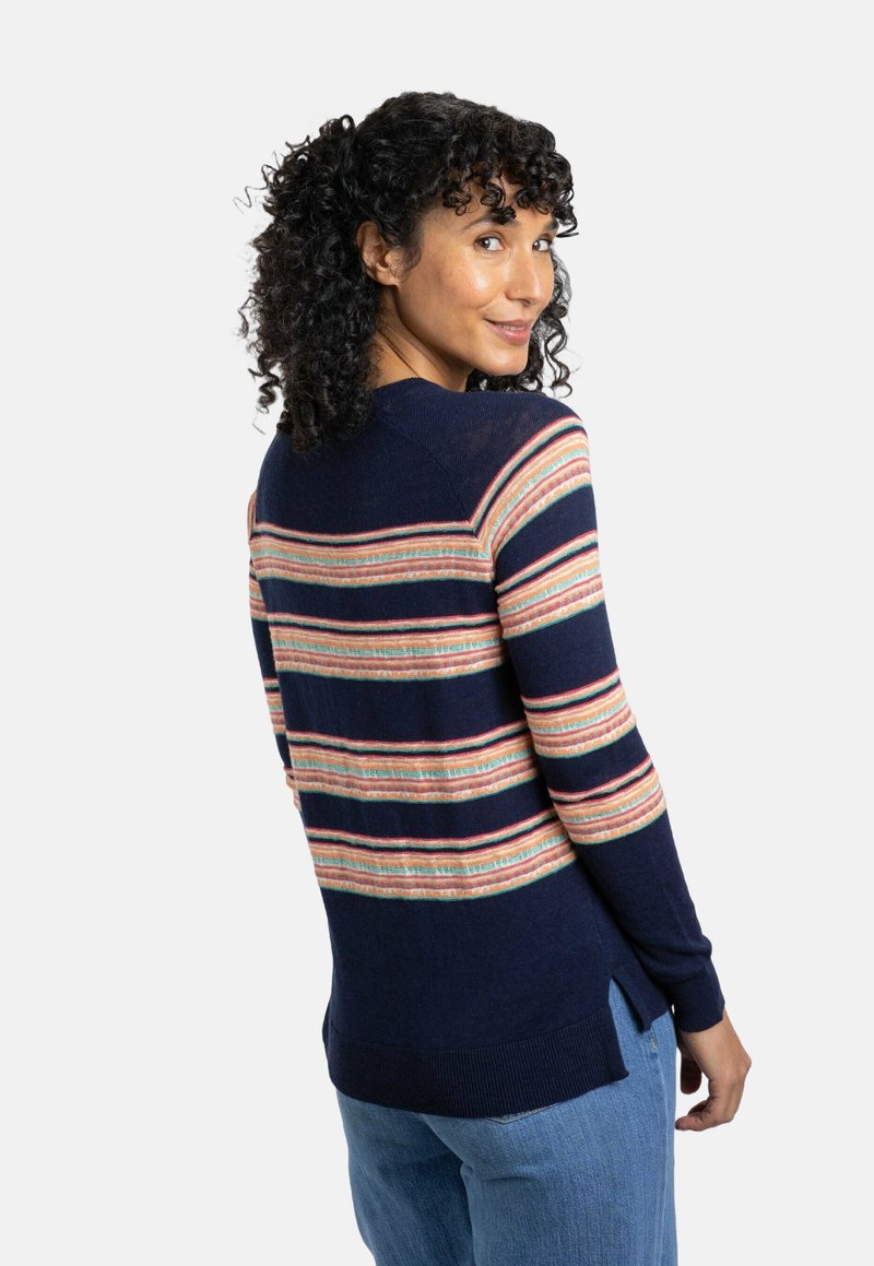 Weird Fish REKA LIGHTWEIGHT STRIPED CREW NECK - Jumper - navy/dark blue ...