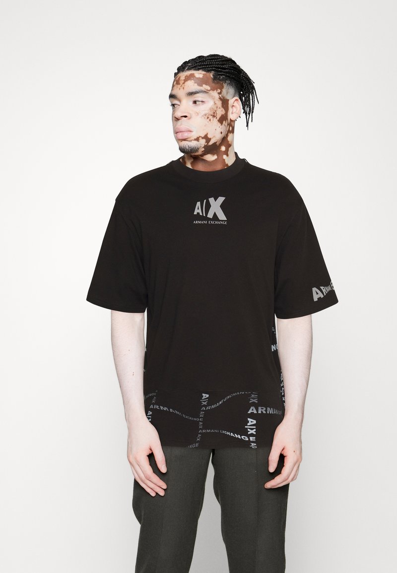 Armani Exchange Print T-shirt - black disto/black - Zalando.co.uk