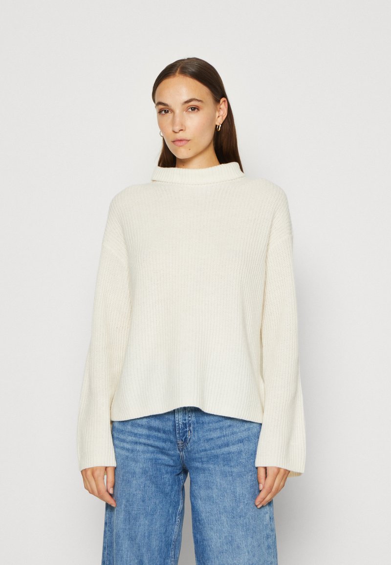 GANT STAND COLLAR - Neule - cream/luonnonvalkoinen - Zalando.fi