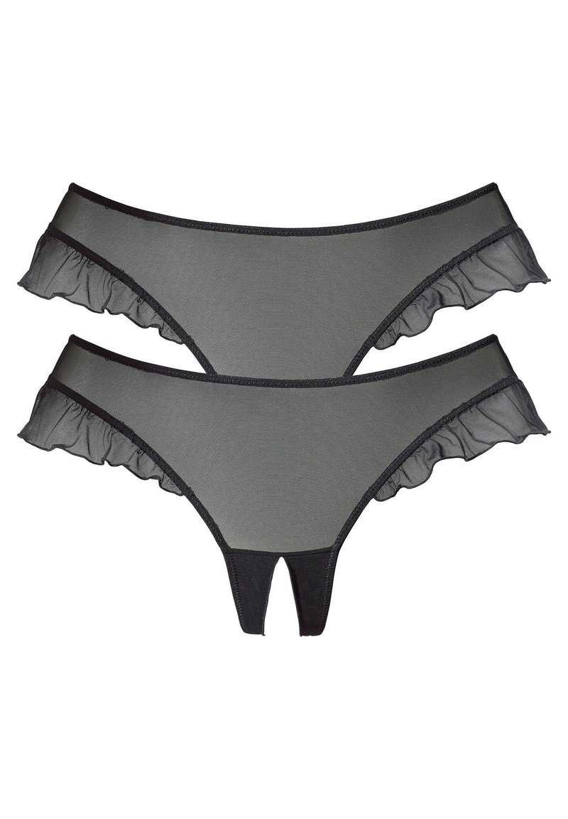 LASCANA THONG OUVERT 2 PC. - String - 2x black/zwart - Zalando.nl