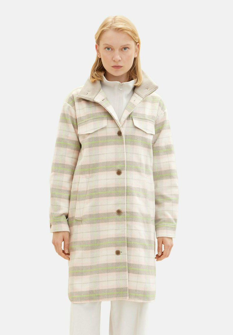 TOM TAILOR DENIM Mantel - light grey rose check/lichtgrijs - Zalando.nl