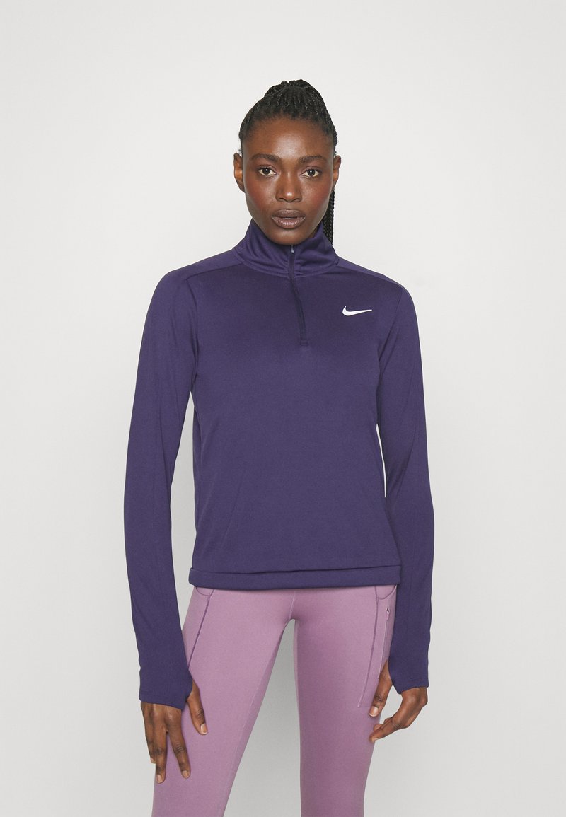 Nike Performance PACER - Long sleeved top - purple ink/silver/dark blue ...