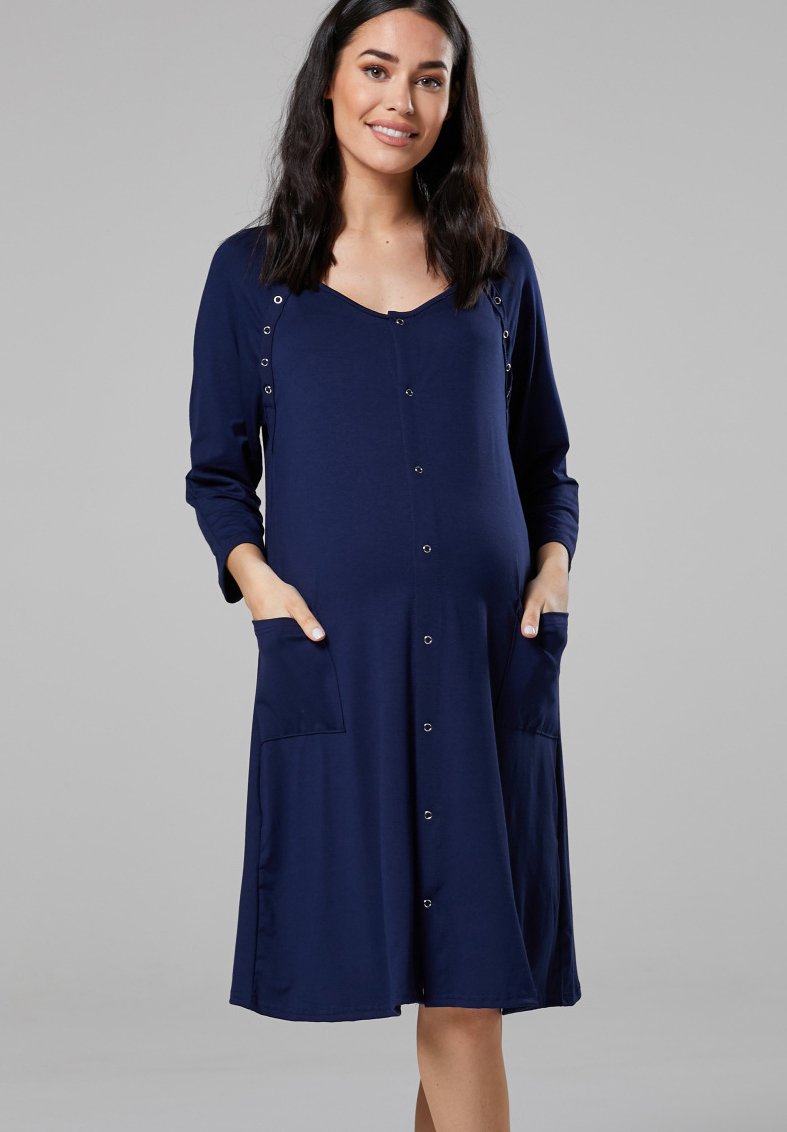 Happy Mama MATERNITY SKIN TO SKIN LABOR - Nightie - navy/dark blue ...