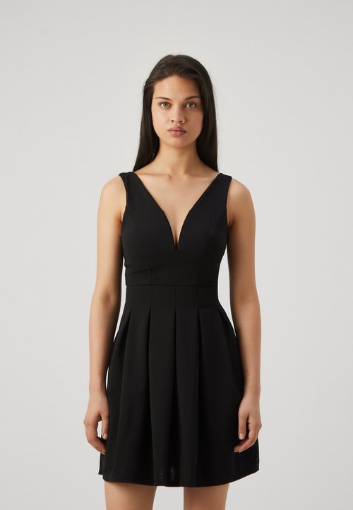 WAL G. V NECK RUFFLE SLEEVE MIDI DRESS - Kokteilikleit/peokleit - black ...