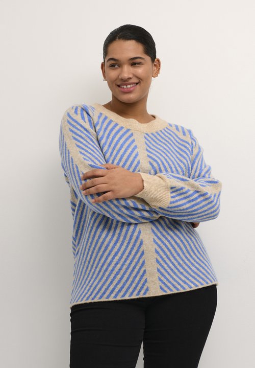 Kaffe KAVERA - Strickpullover - beige melange black/beige-meliert ...