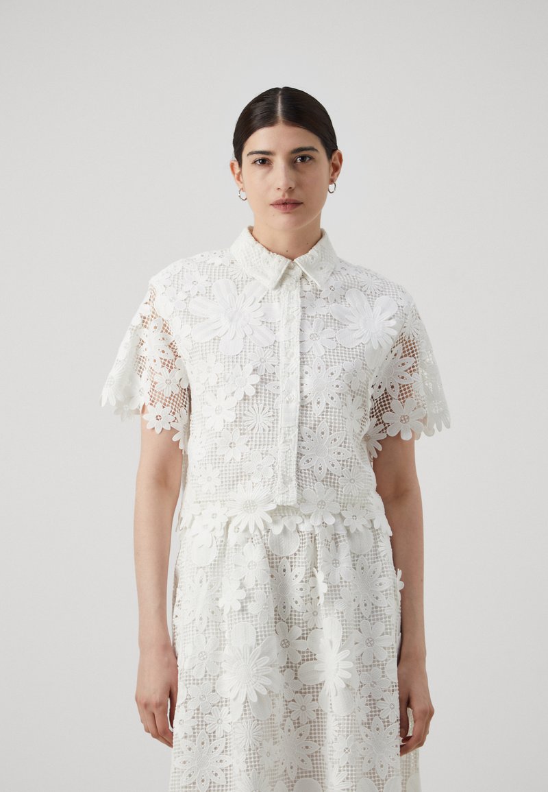 kate spade new york FLORAL COLLAR - Button-down blouse - white - Zalando