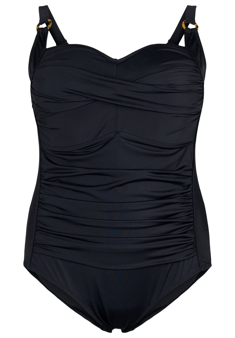 Zizzi GEPOLSTERTER MIT DRAPIERUNGEN - Badeanzug - black/schwarz ...