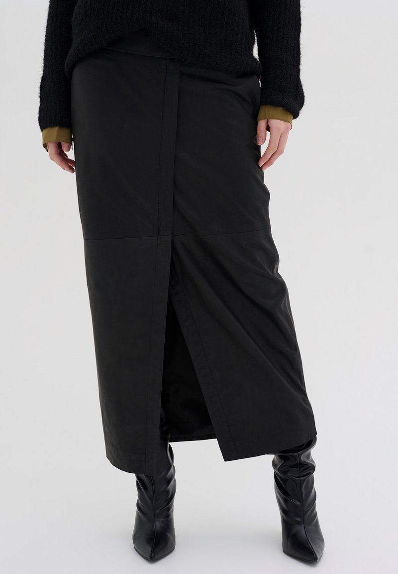 My Essential Wardrobe GITTAMW LEATHER WRAP - Leren rok - black/zwart ...