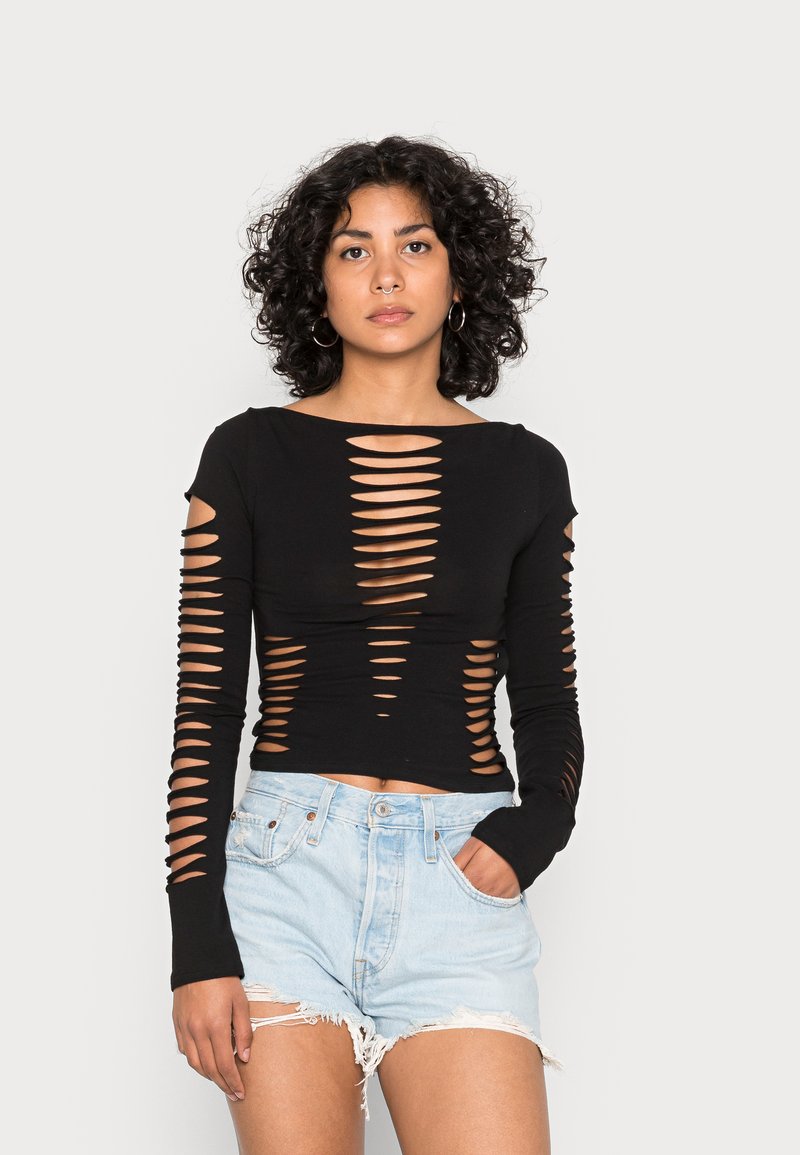 Jaded London CRUSHED SLASHED DETAIL LONG SLEEVE - Long sleeved top ...