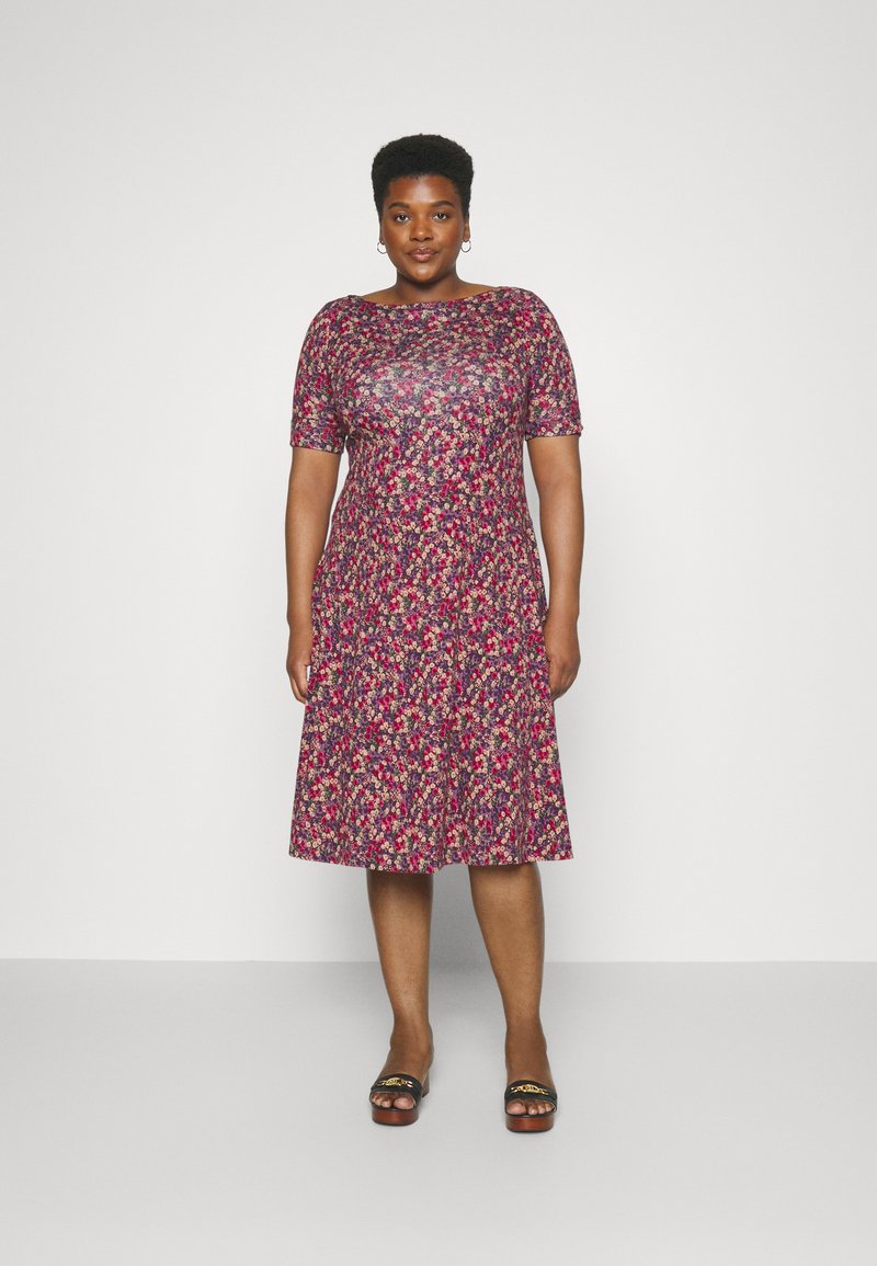 Lauren Ralph Lauren Woman MUNZIE DRESS - Freizeitkleid - navy/burgundy multi/blau - Zalando.at