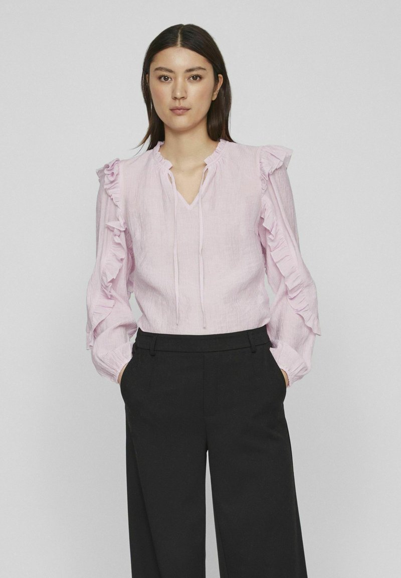VILA MIT LANGEN ÄRMELN GERÜSCHTES - Blusa - pastel lavender/lila ...