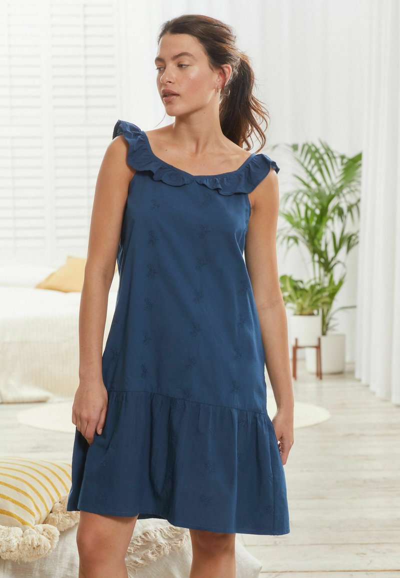 Next 100% COTTON EMBROIDERY NIGHT SLIP - Camisón - navy blue/azul ...