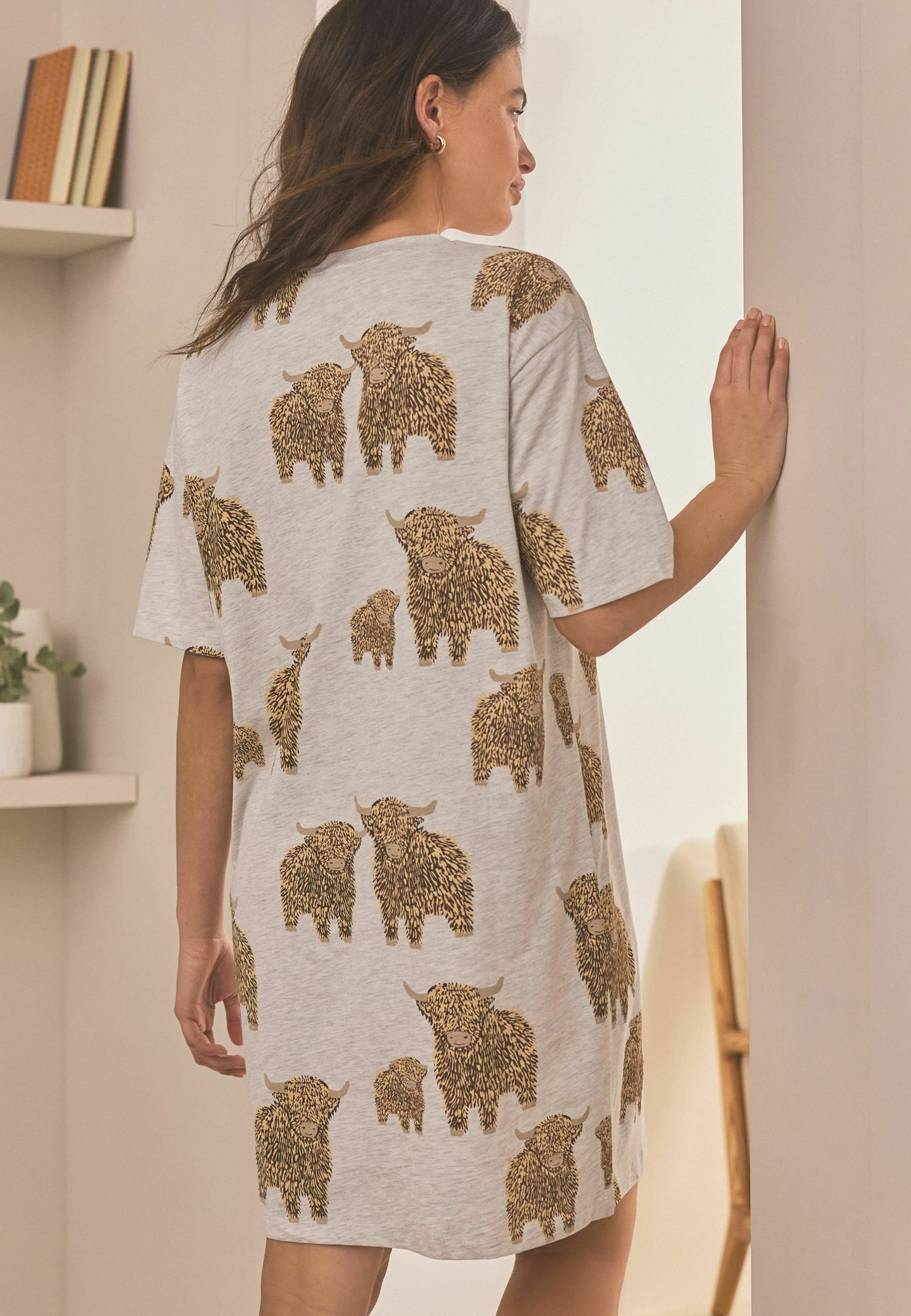 Next REGULAR FIT Nightie grey hamish the highland cow grey Zalando