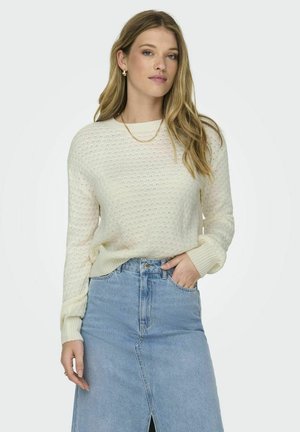 Pieces MILO LS KAC FC - Pullover - cloud dancer/blanc - ZALANDO.FR