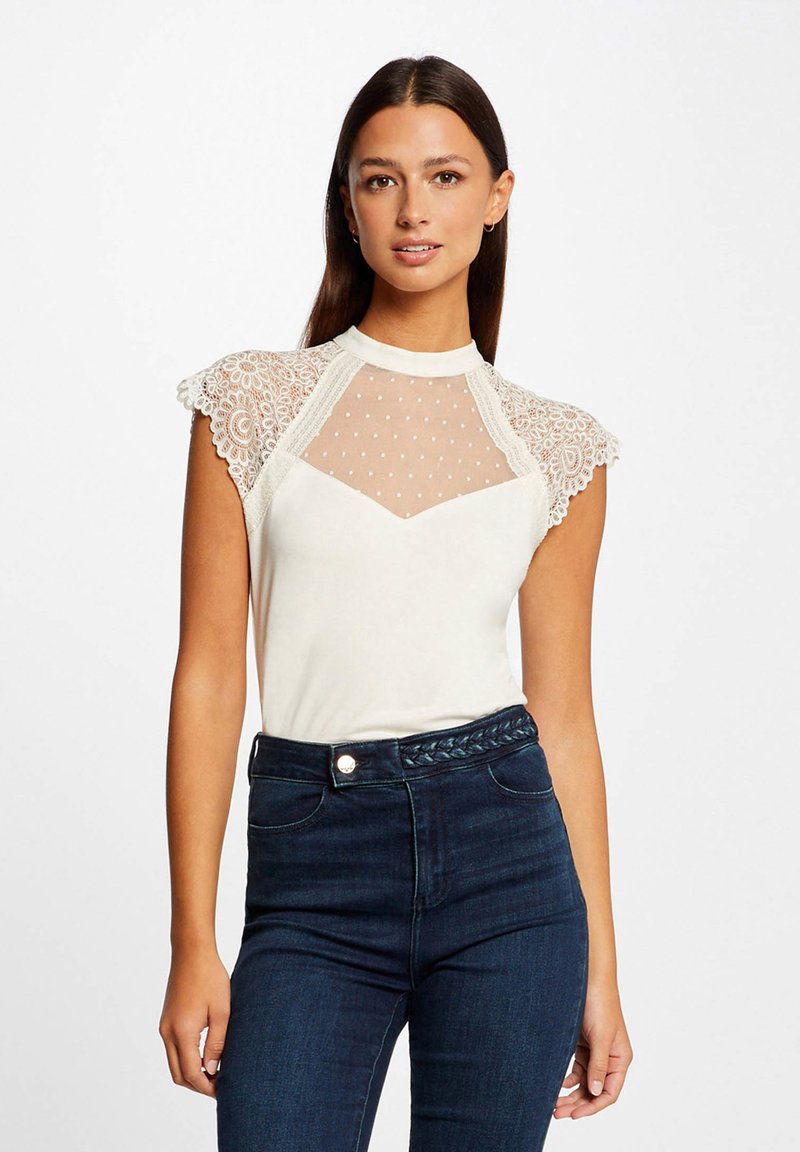 Morgan Short Sleeved Blouse White Denim Denim Blanc Zalando Fr