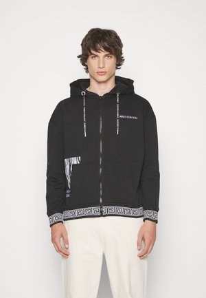 Calvin Klein MICRO LOGO REPREVE HOODIE JACKET - Felpa con zip - black ...