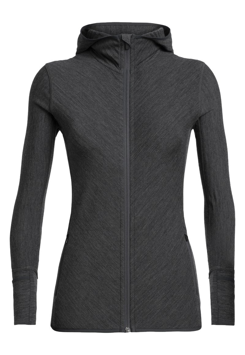 Icebreaker Merino Descender Ls Zip Hood Sweatjacke Jet Hthr Schwarz