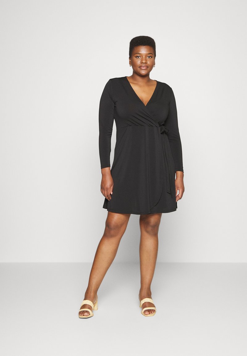 EVOKED VILA VIBORNEO WRAP DRESS PLUS SIZE - Vapaa-ajan mekko - black ...