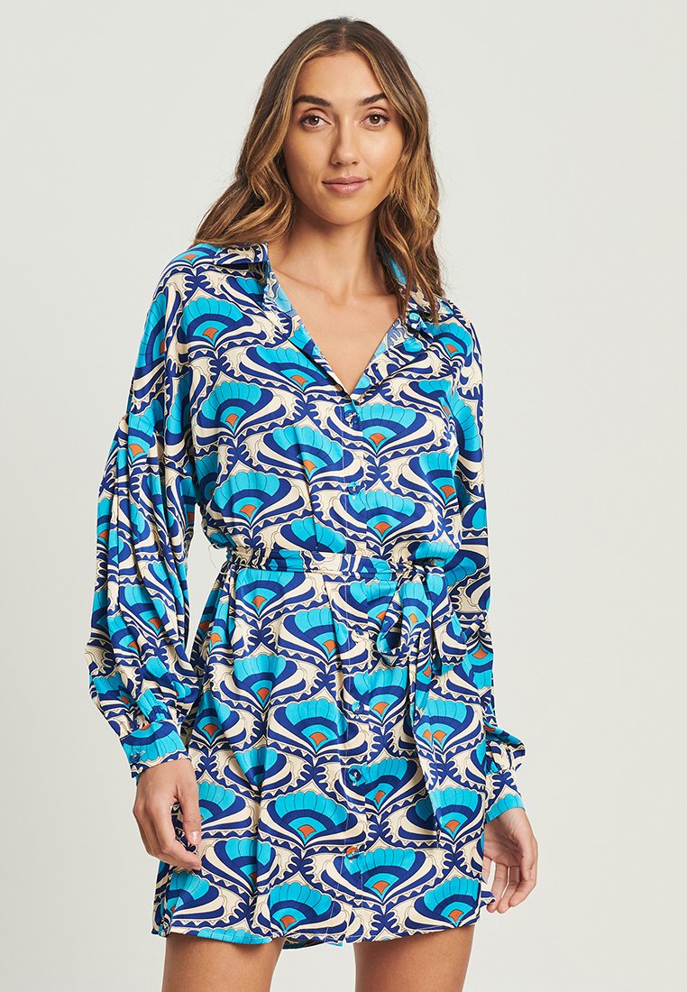 SÁVEL SIENNA - Shirt dress - blue floral/blue - Zalando.ie