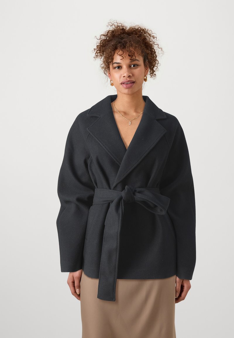 Gina Tricot Tall BELTED TALL SHORT COAT - Short coat - black - Zalando ...