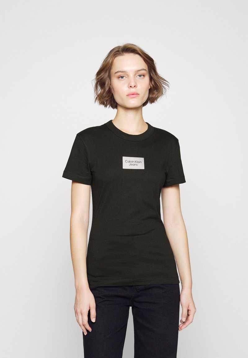 Calvin Klein Jeans Institutional Box T Shirt Print Black Zwart