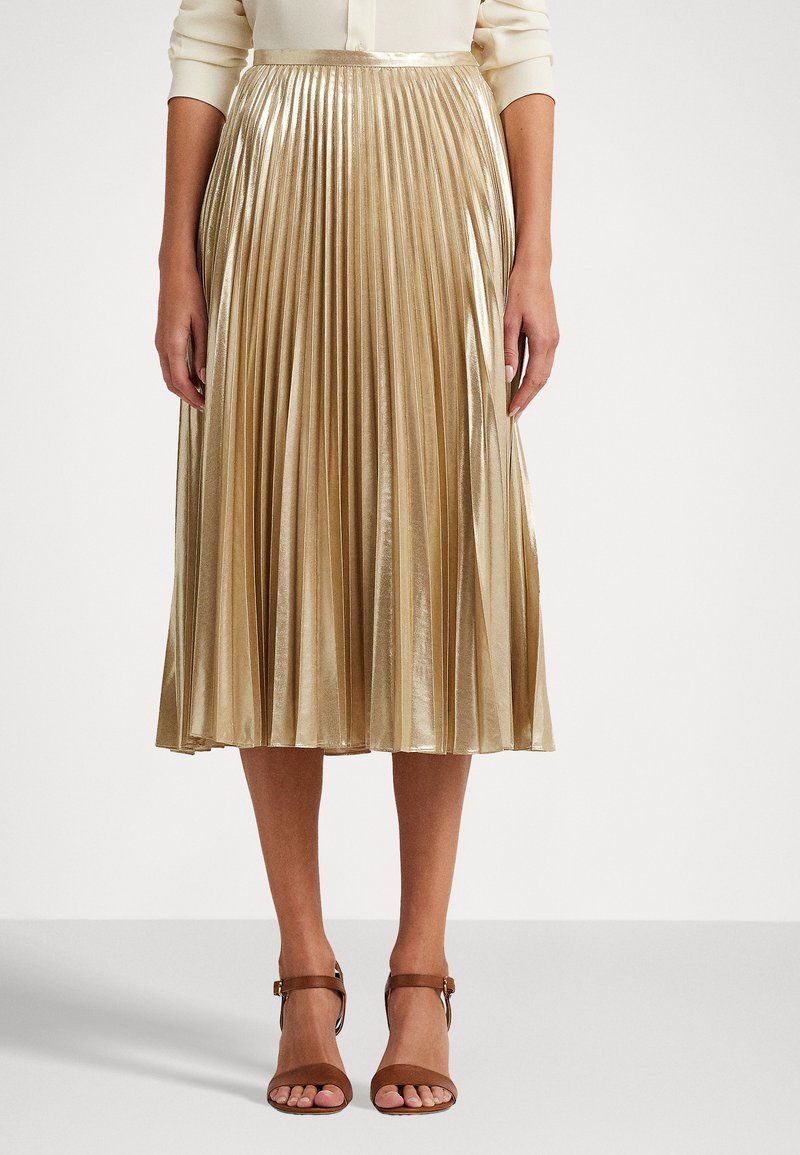 Lauren Ralph Lauren SUZU MID - Pleated skirt - explorer sand/light gold ...