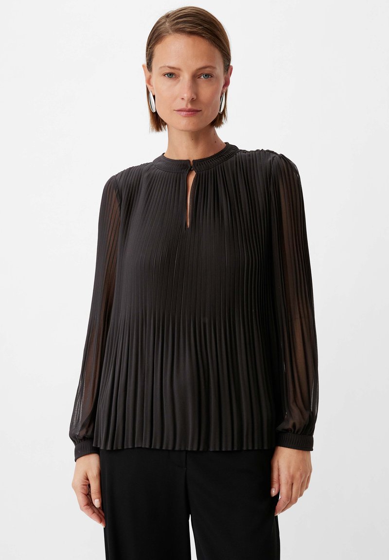 comma MIT PLISSEEFALTEN - Blouse - schwarz/zwart - Zalando.be