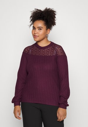 Vero Moda Curve VMCREWLEFILE V NECK - Strickpullover - birch/melange ...