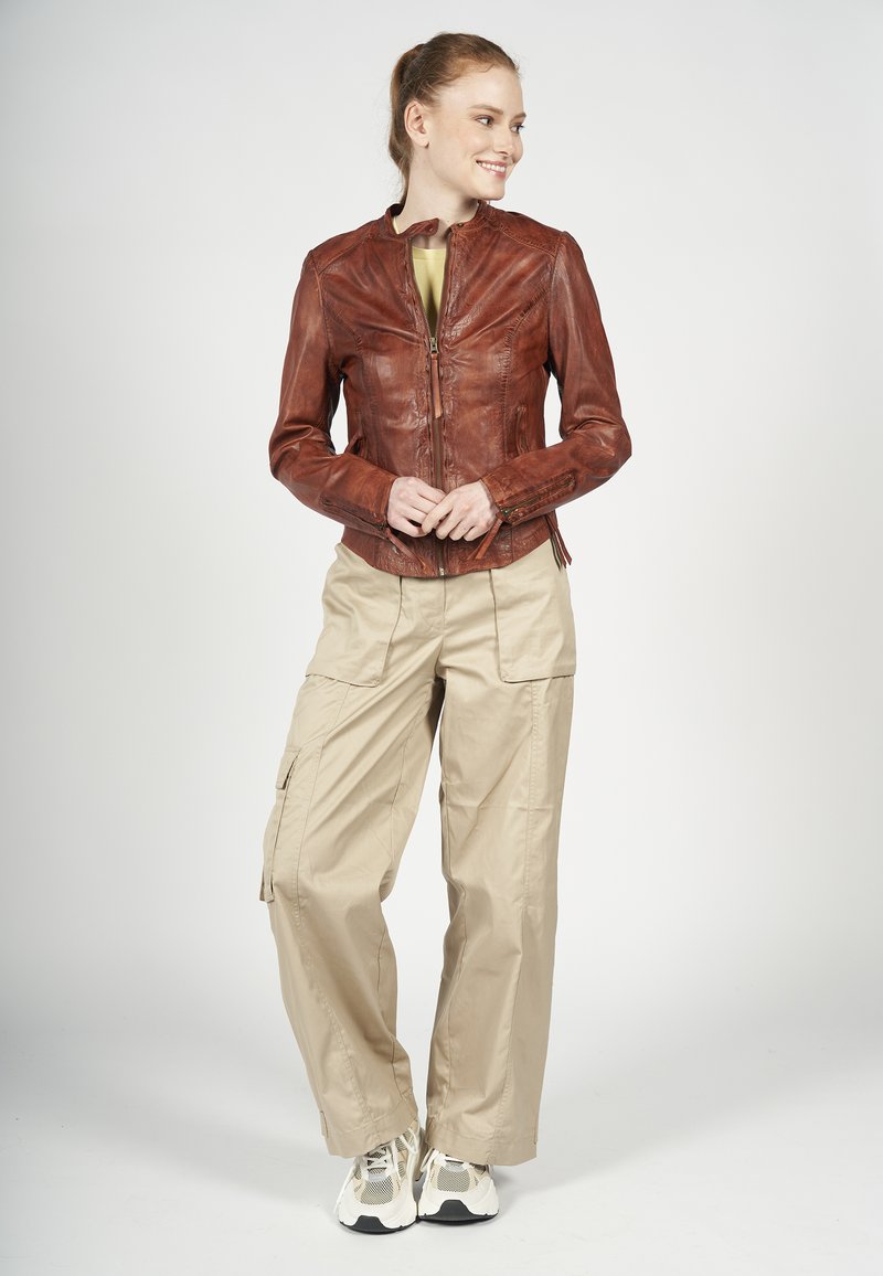 Freaky Nation Kurtka skórzana/koniakowy - Zalando.pl