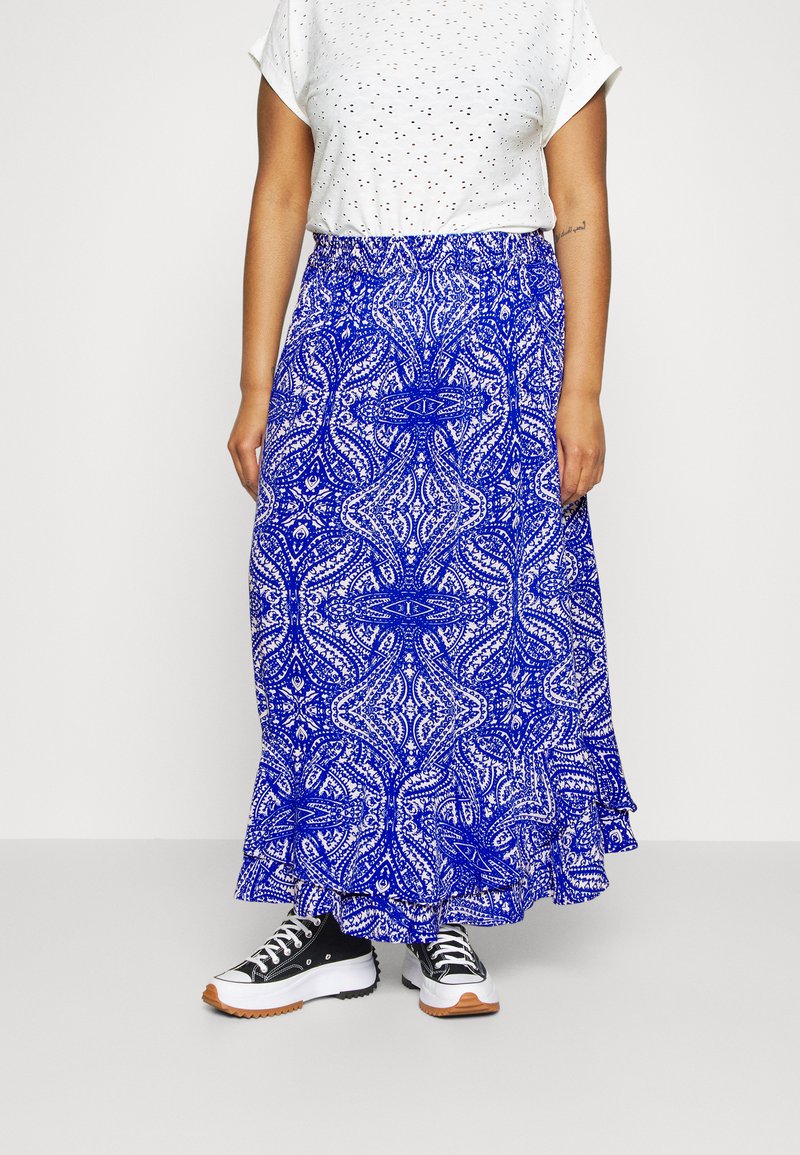ONLY Carmakoma CARSONYA LIFE MID CALF SKIRT - Maxirock - cloud dancer/monochrome/offwhite ...