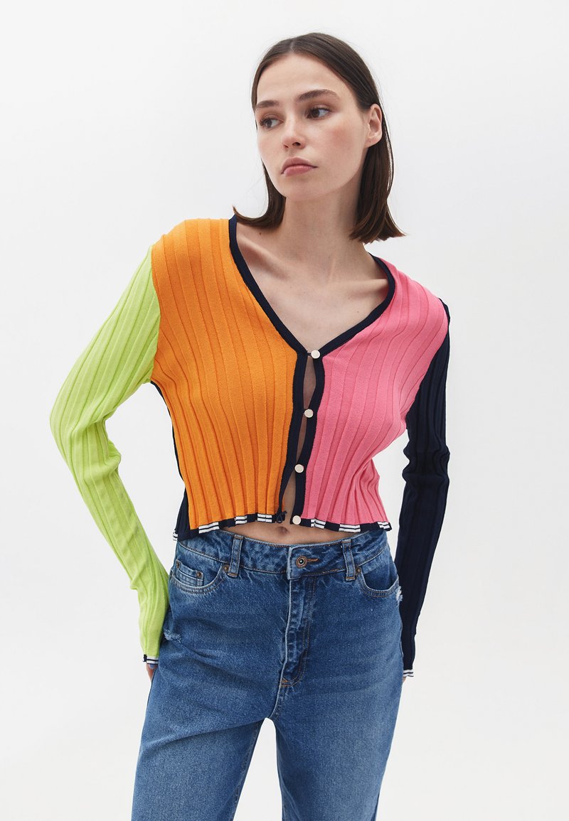 OXXO CROP KNITWEAR - Cardigan - set sail comb/multi-coloured - Zalando.de