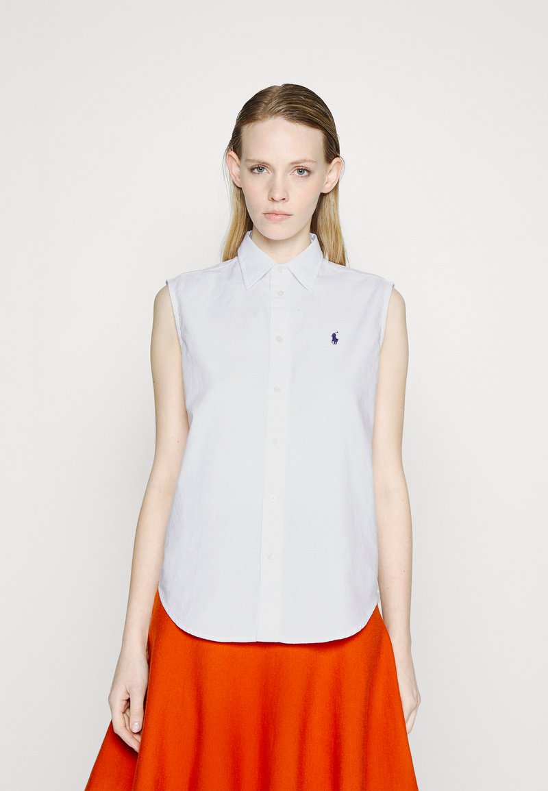 Polo Ralph Lauren SLEEVELESS BUTTON FRONT SHIRT - Button-down blouse - white - Zalando